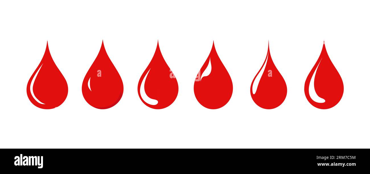 Set of red blood drop isolated on white background. Vector illustration ...