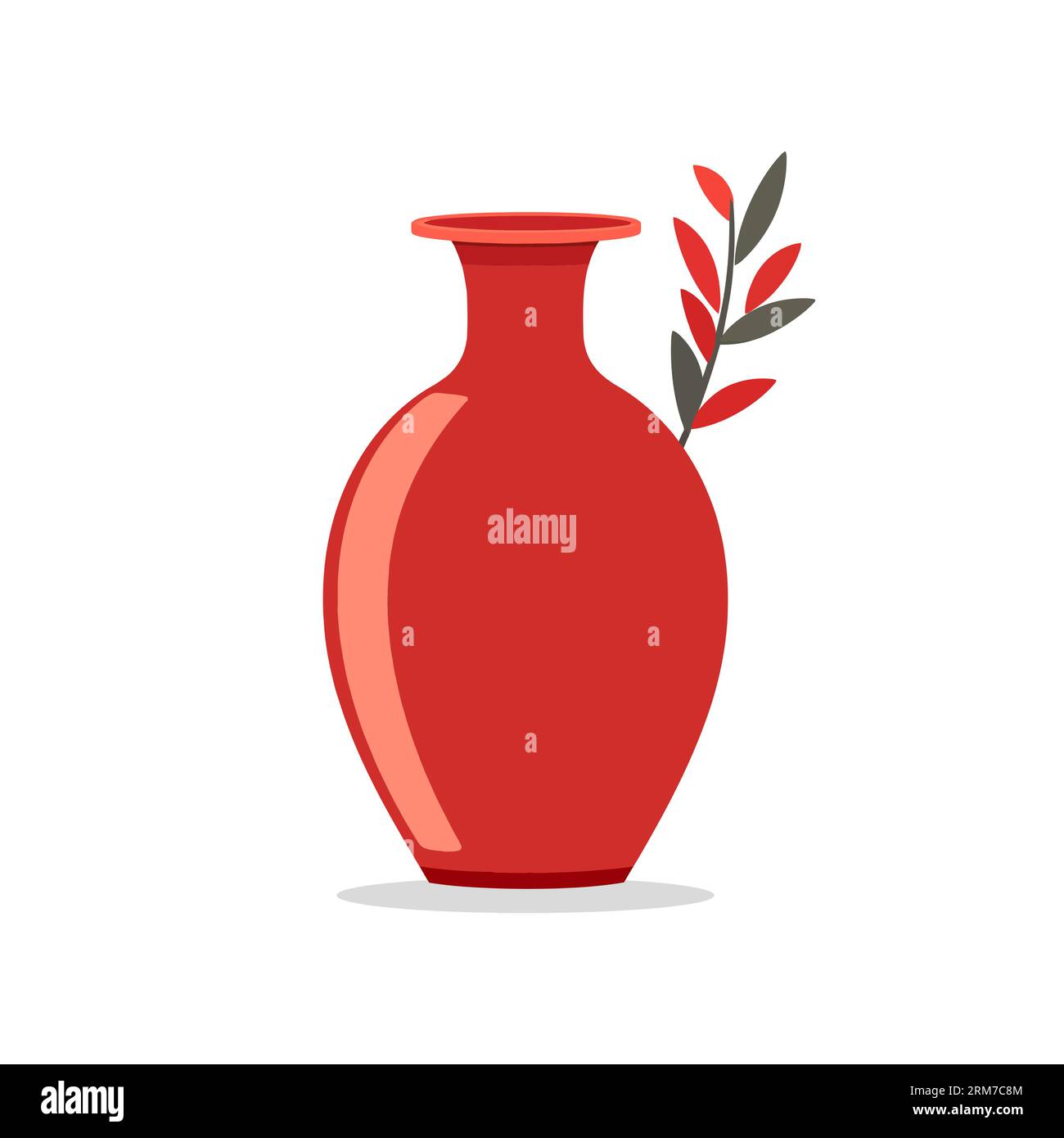 Flat ceramic vase. Colored ceramic vase isolated on white. Vector ...