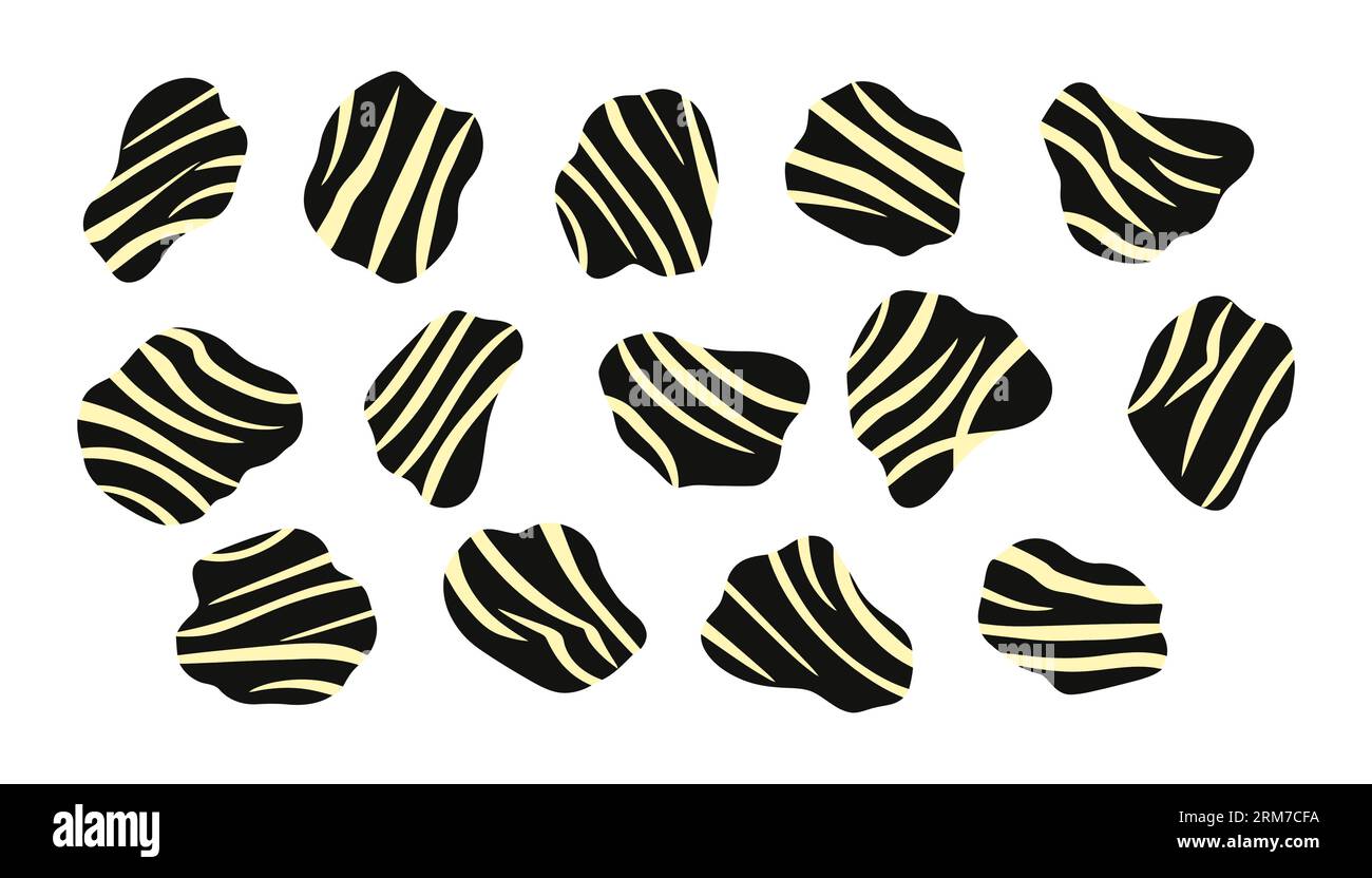 Flat potato chips. Set of fried crispy chips, wavy potato slices on ...