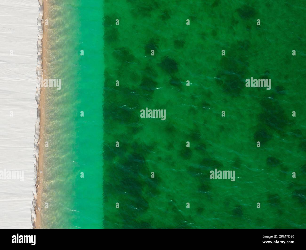 Aerial view of Lencois Maranhenses. White sand dunes with pools of ...