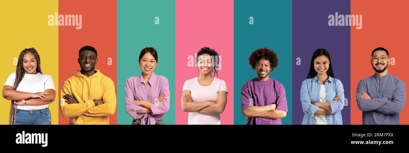 Successful multicutural people group portrait, collage, banner Stock ...