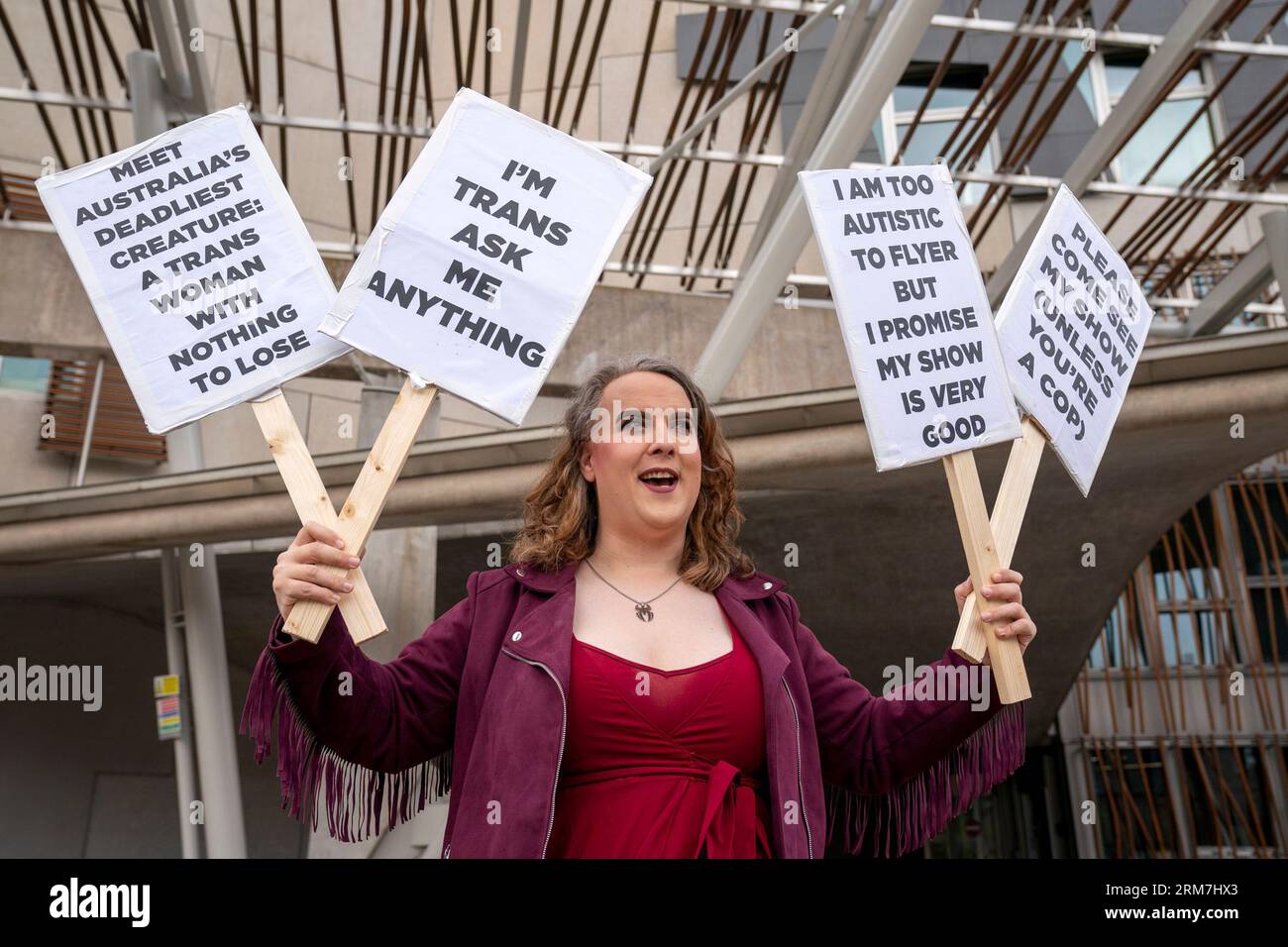 Australian comedian Anna Piper Scott, stands outside the Scottish ...