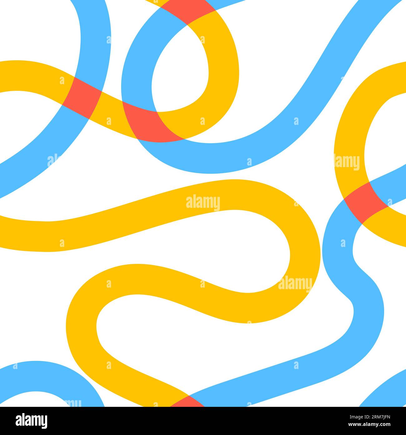 Naive groovy squiggle seamless pattern. 1970 Fun colorful line Doodle ...