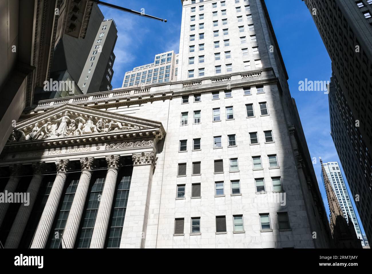 View of the New York Stock Exchange Building (NYSE Building), in the ...