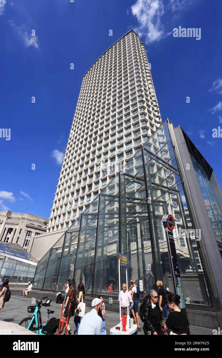 Centre Point, a concrete tower built over TCR tube station 1963-66, as ...