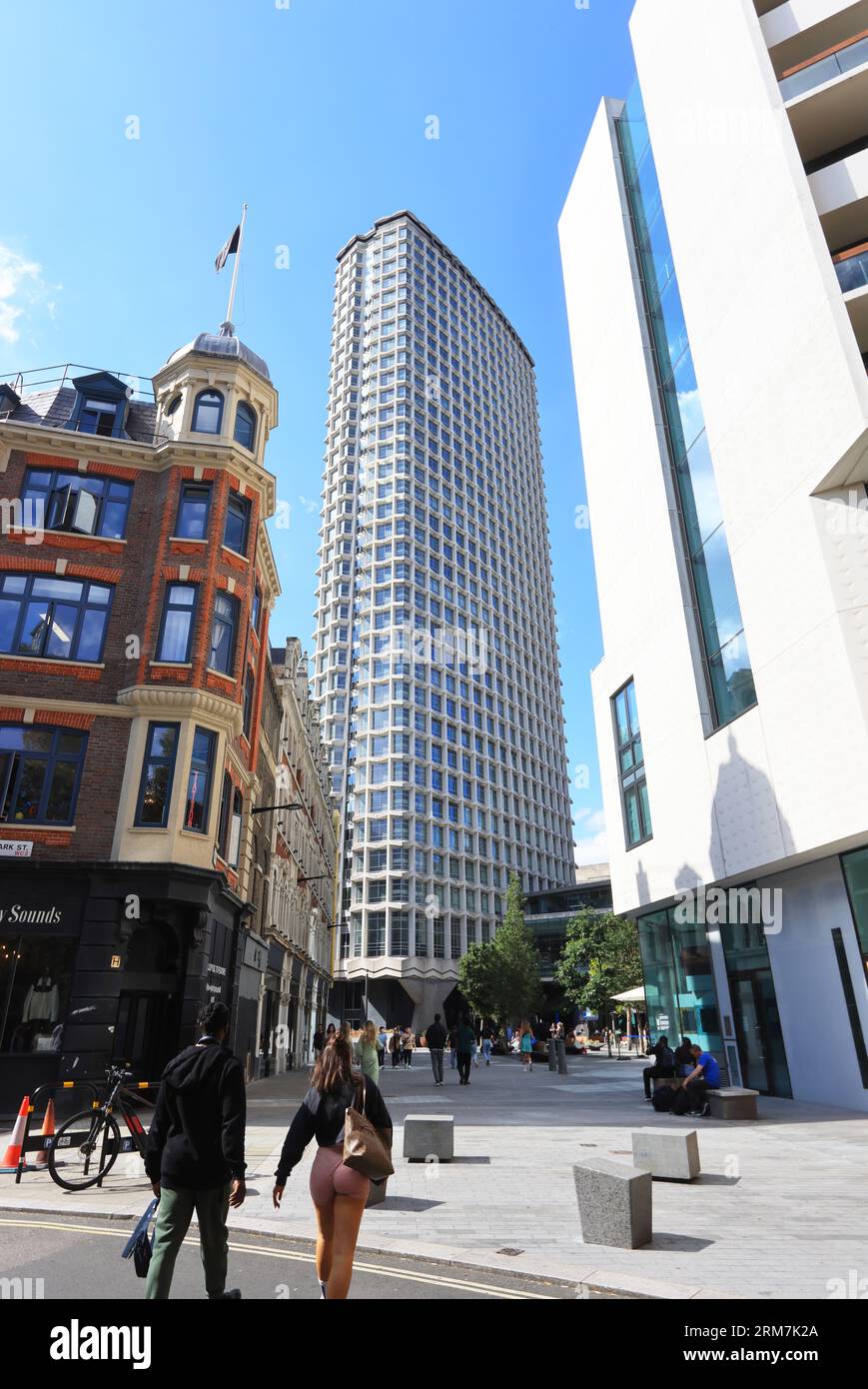 Centre Point, a concrete tower built over TCR tube station 1963-66, as ...