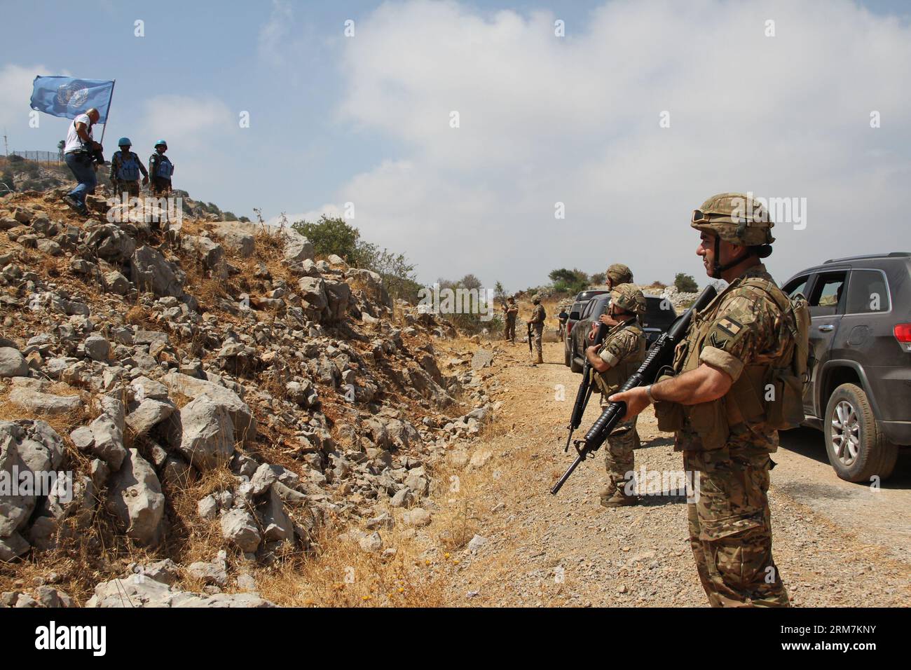 Beirut, Lebanon. 26th Aug, 2023. Members of the Lebanese army stand ...