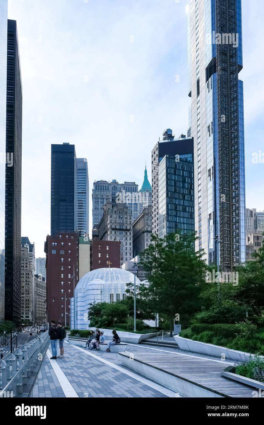 Architectural detail of Liberty Park, an elevated public park at the ...