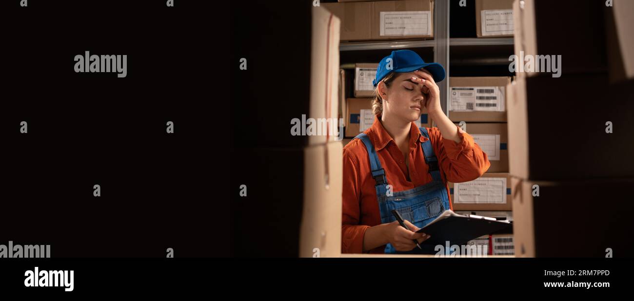 Tired stress woman staff worker feeling hot in summer working in ...