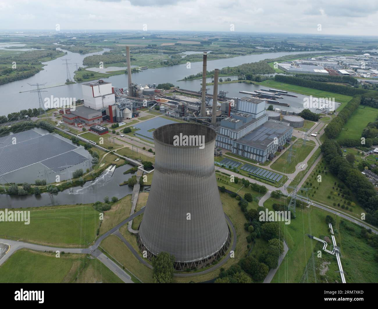 Cooling tower at a large industrial energy generation facility Stock ...