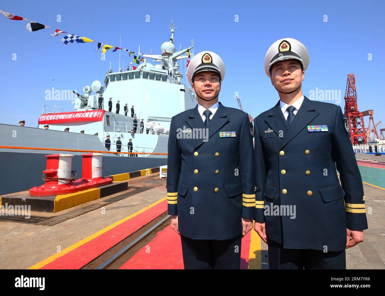 SHANGHAI, Chinese Navy capitain Fan jigong (R) and the political ...