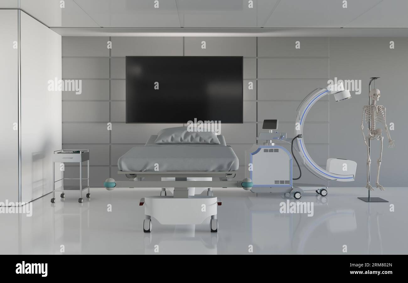 Radiology room with TV screen mock up, 3d illustrations rendering Stock ...