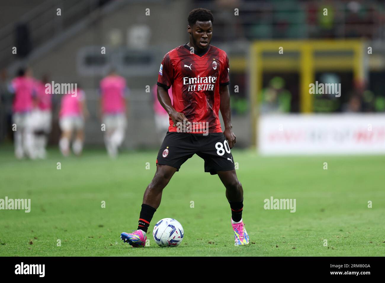 Milano, Italy. 26th Aug, 2023. Yunus Musah of Ac Milan controls the ball during the Serie A ...