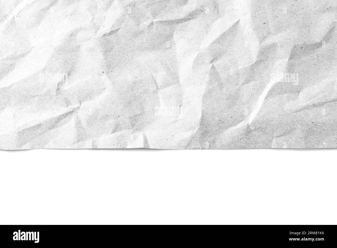 Recycled crumpled white paper texture with edge, border isolated on ...