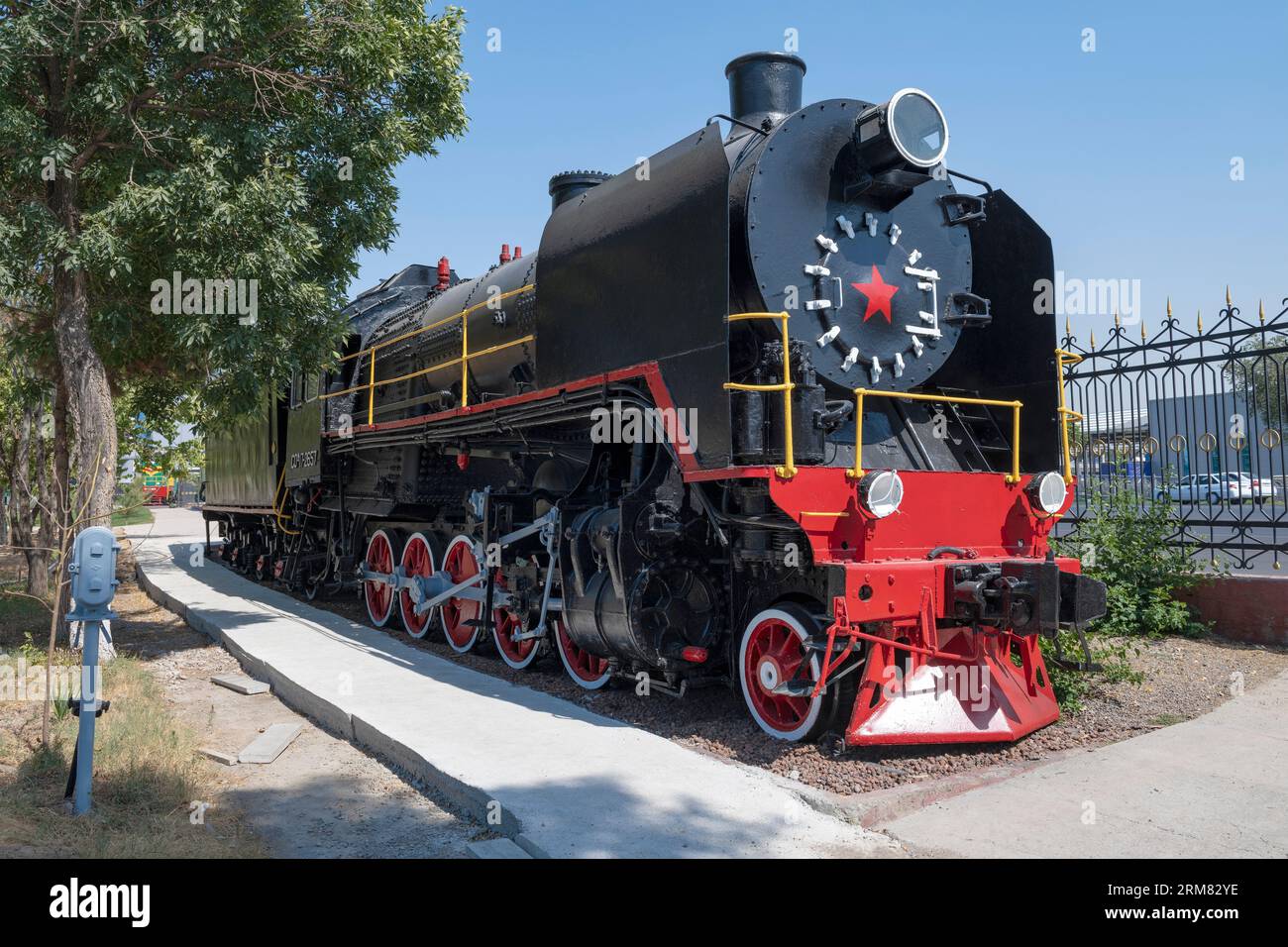 TASHKENT, UZBEKISTAN - SEPTEMBER 04, 2022: Soviet steam locomotive SOm ...
