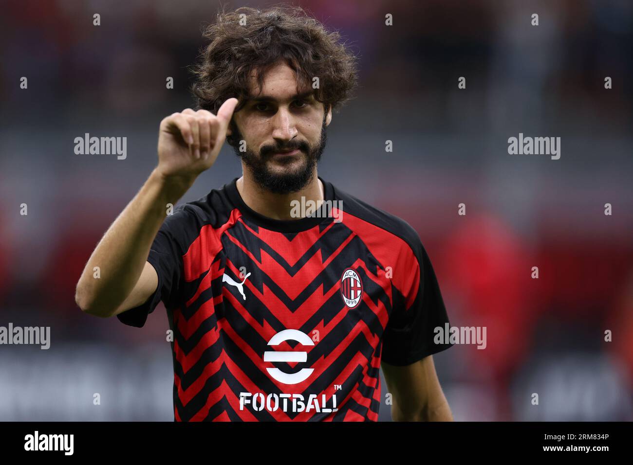 Milano, Italy. 26th Aug, 2023. Yacine Adli of Ac Milan during warm up ...