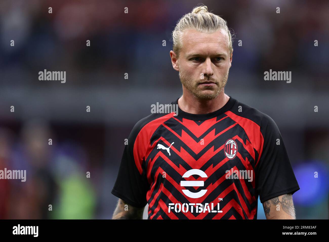 Milano, Italy. 26th Aug, 2023. Simon Kjaer of Ac Milan during warm up ...