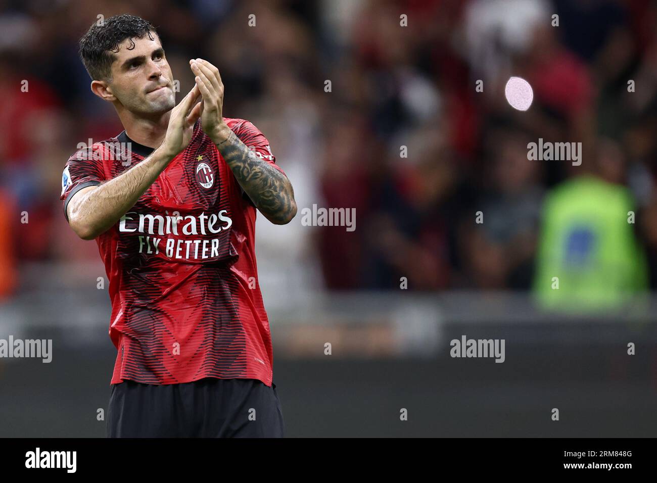 Milano, Italy. 26th Aug, 2023. Christian Pulisic of Ac Milan celebrates ...