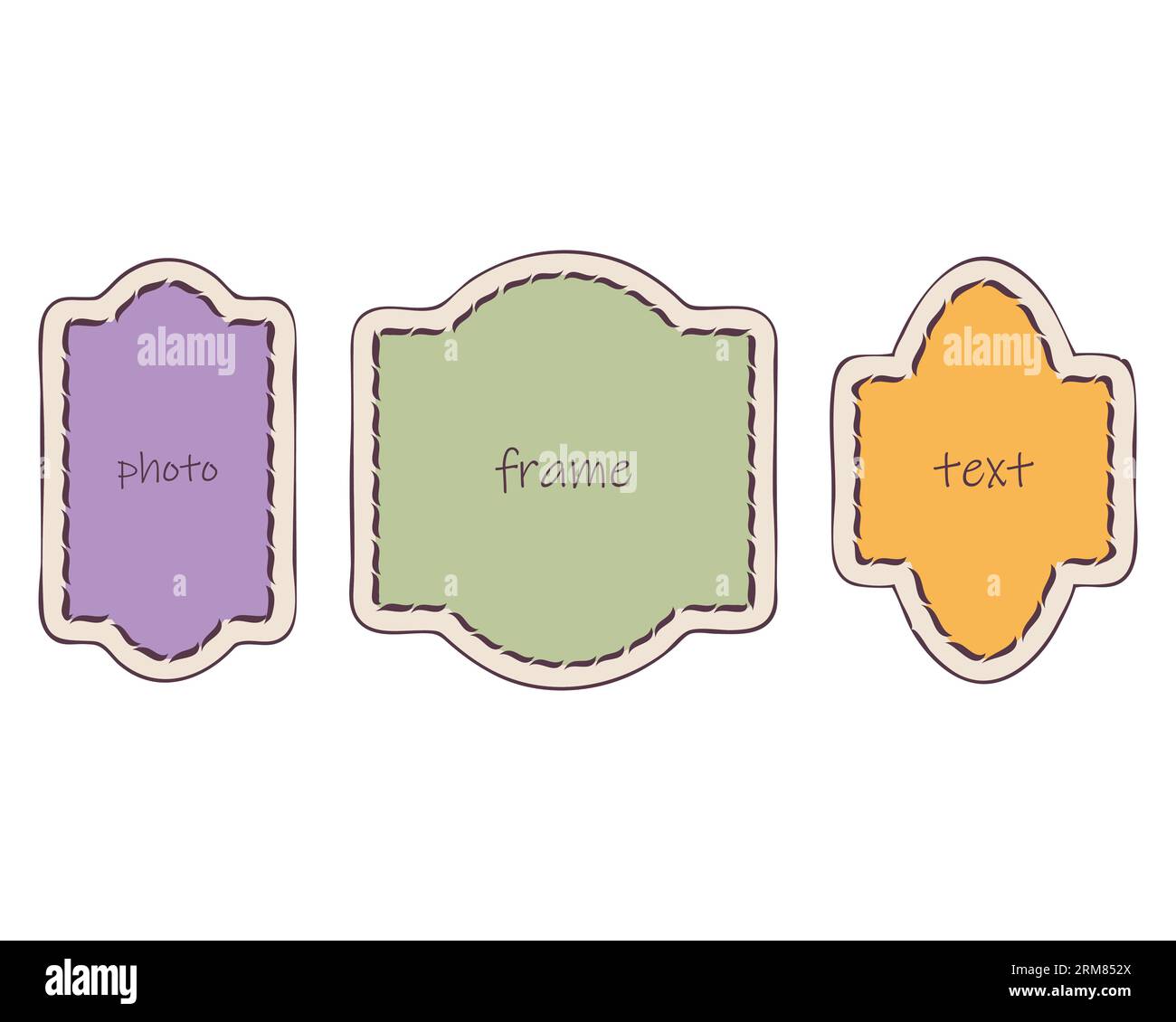 Frames, border Set. Hand drawn black paint brush doodle line strokes ...