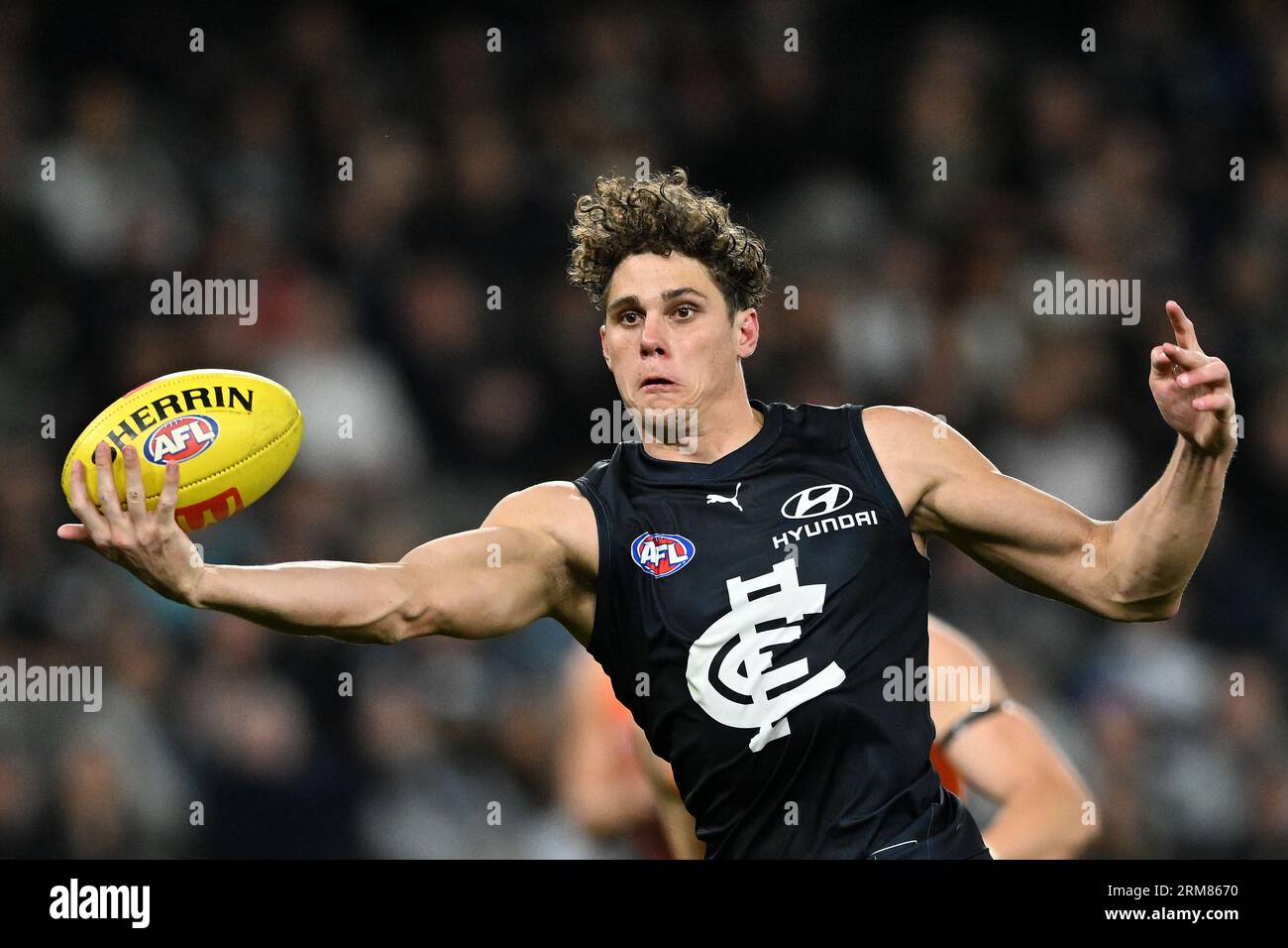 Melbourne, Australia. 27th Aug, 2023. Charlie Curnow of Carlton in ...