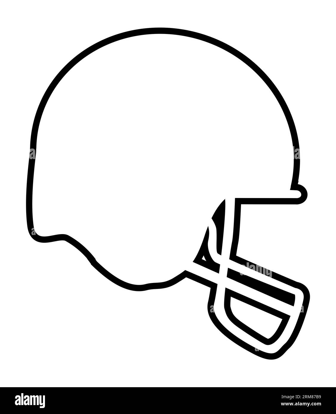 Silhouette outline of an American football helmet on a white background ...