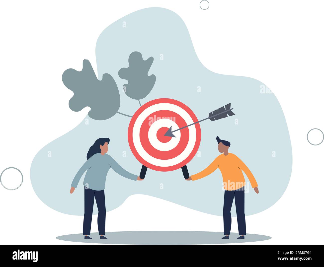 Business solution and goals.customers holding bullseye circle with ...