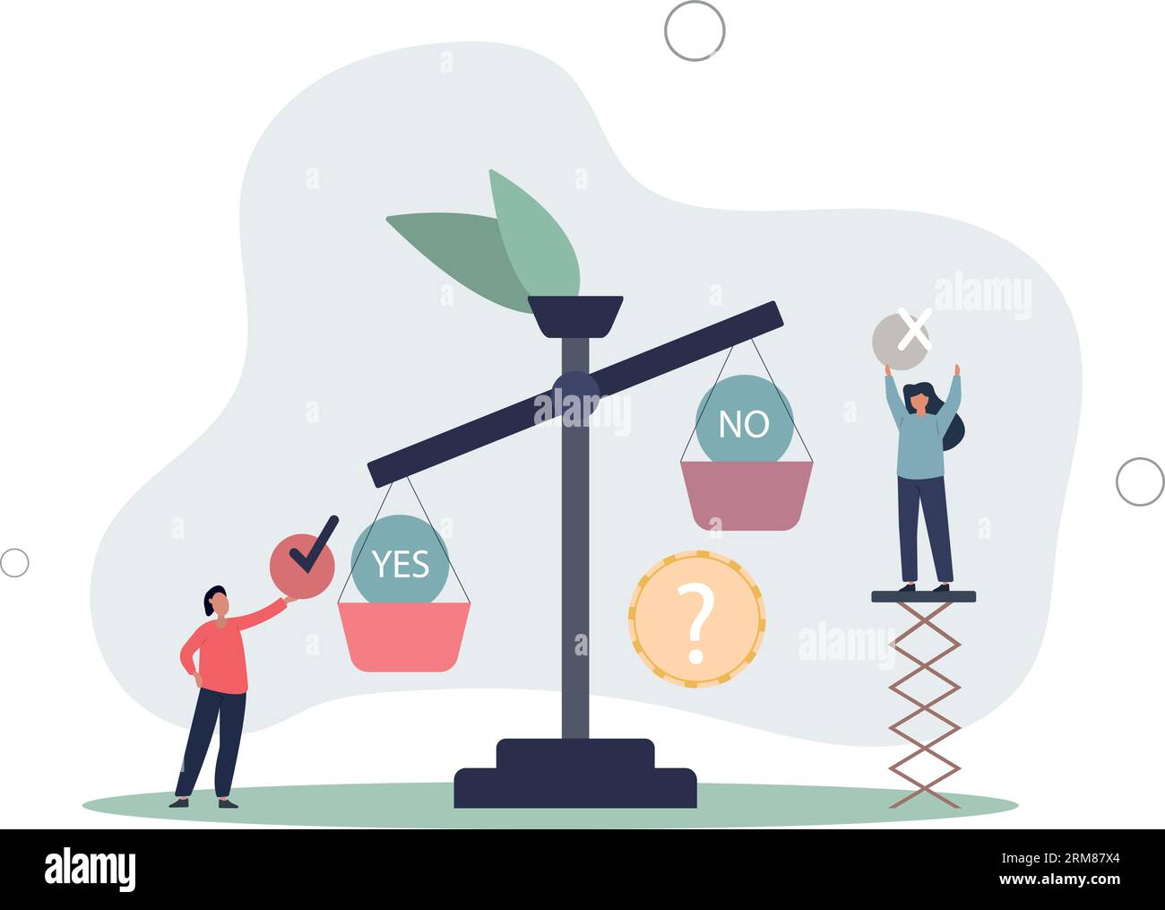 Making The Right Decision Collective Work Flat Vector Illustration