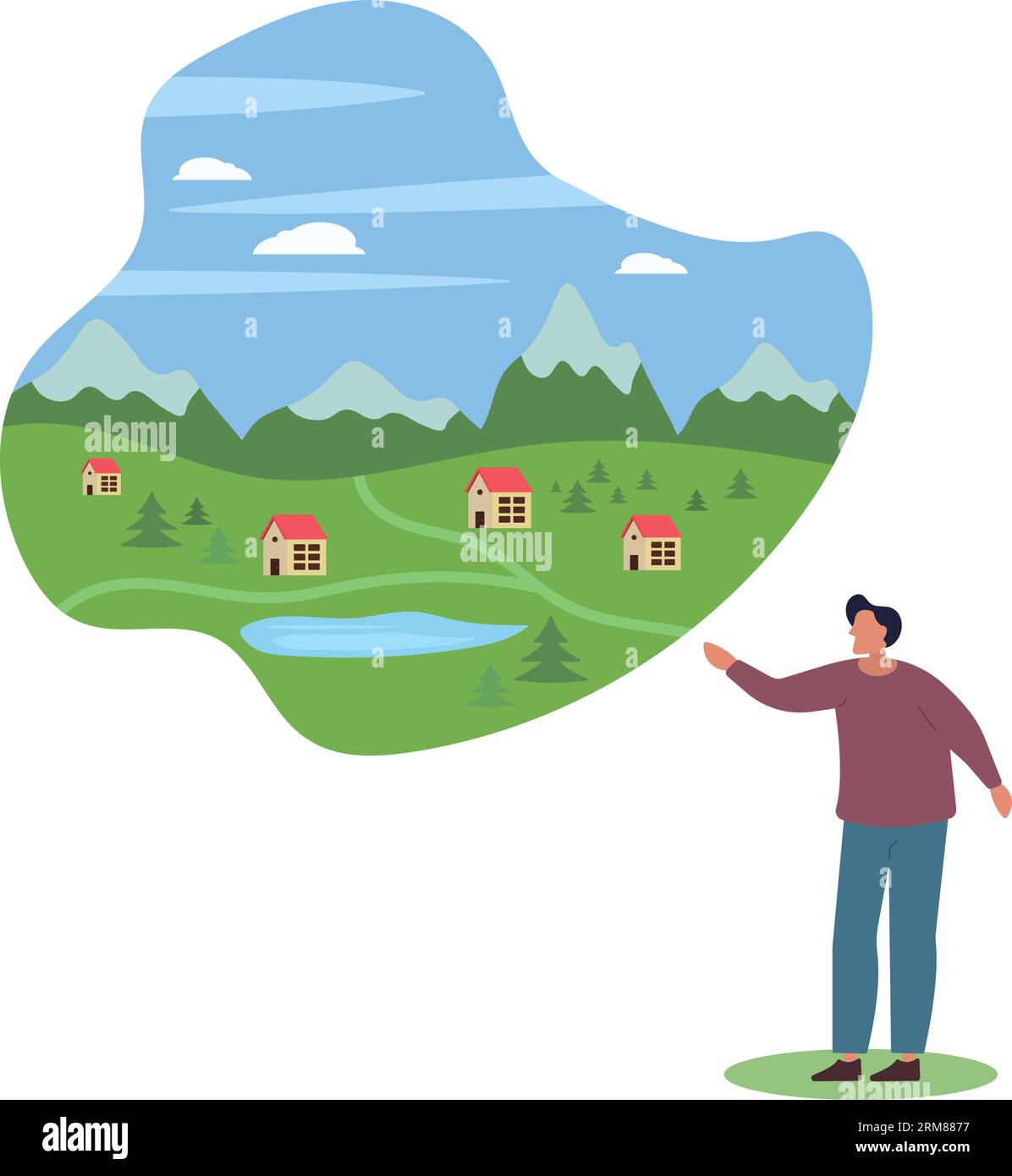 Mountain backdrop town Stock Vector Images - Alamy