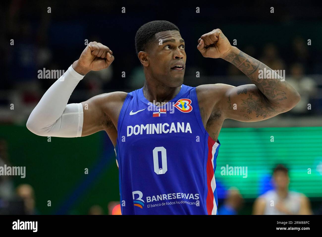 Dominican Republic forward Antonio Pena (0) reacst after their ...