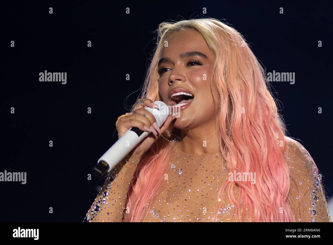 Karol G performs at Hard Rock Stadium in Miami, Florida on August 26 ...