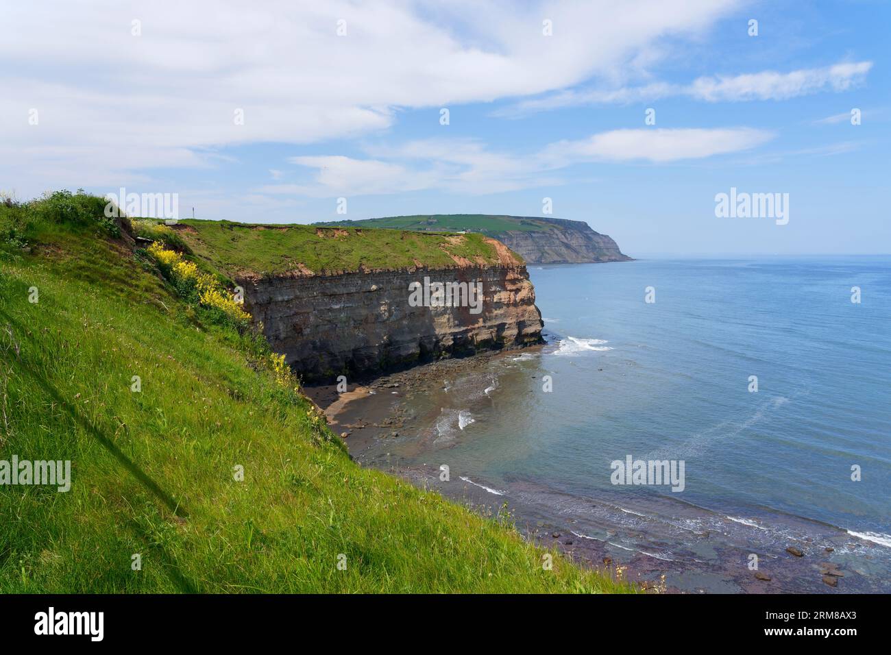 Along the ironstone and sandstone cliffs of Saltburn in North Yorkshire ...