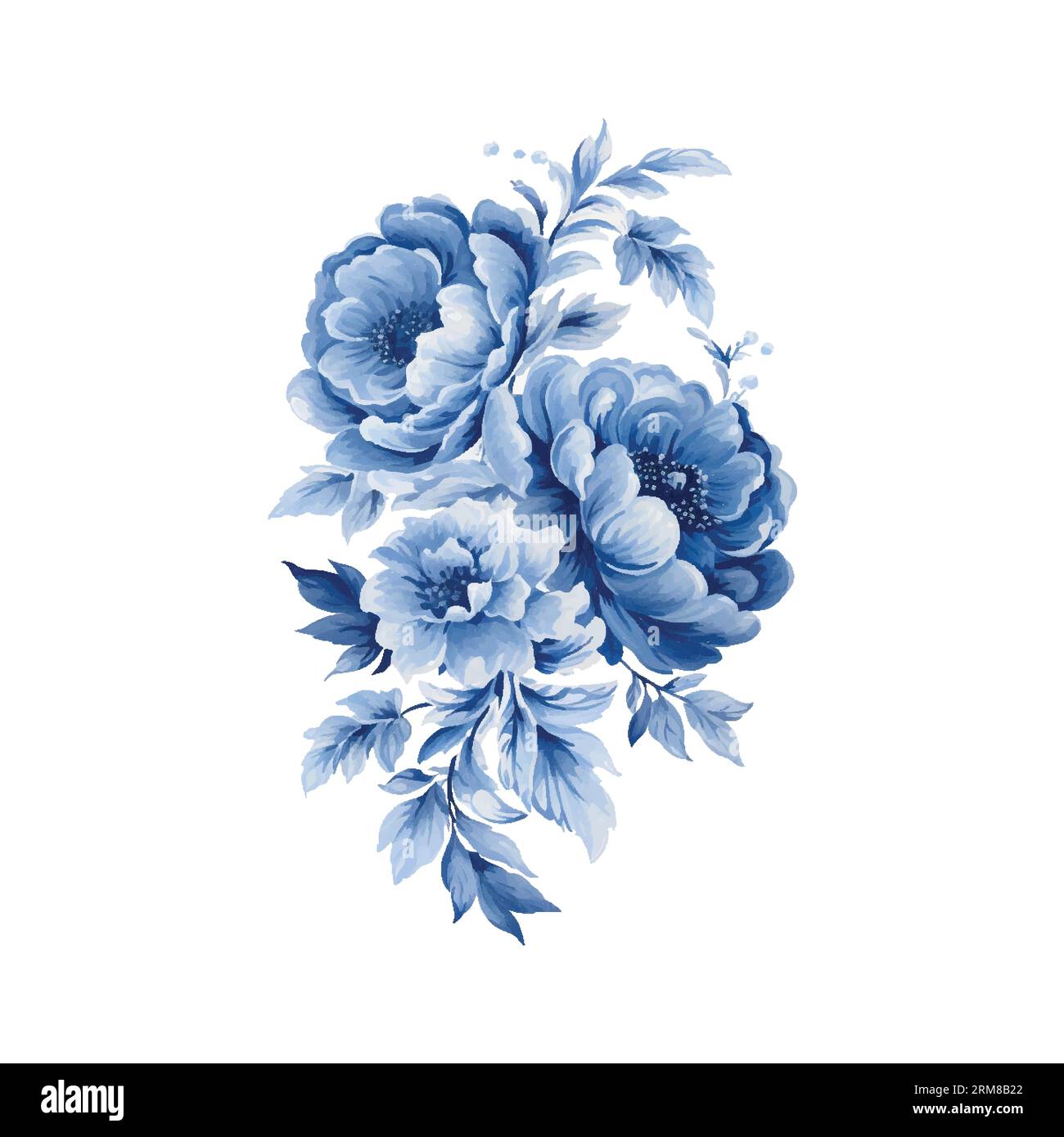 Watercolor Vintage Blue Flowers , isolated vector Stock Vector Image ...