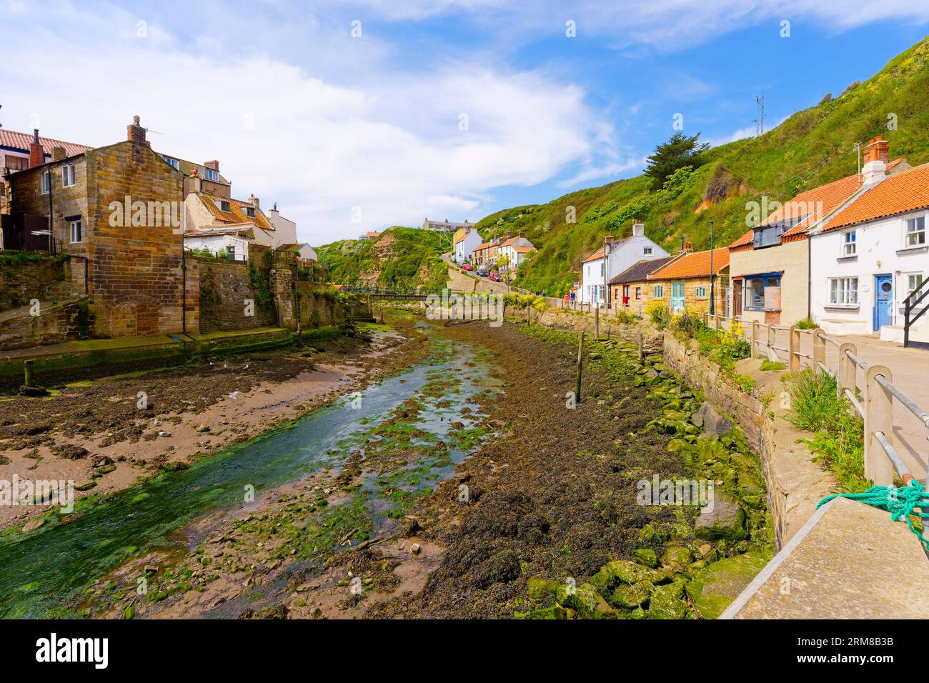 The tidal stream Staithes Beck flows between the Yorkshire coastal ...