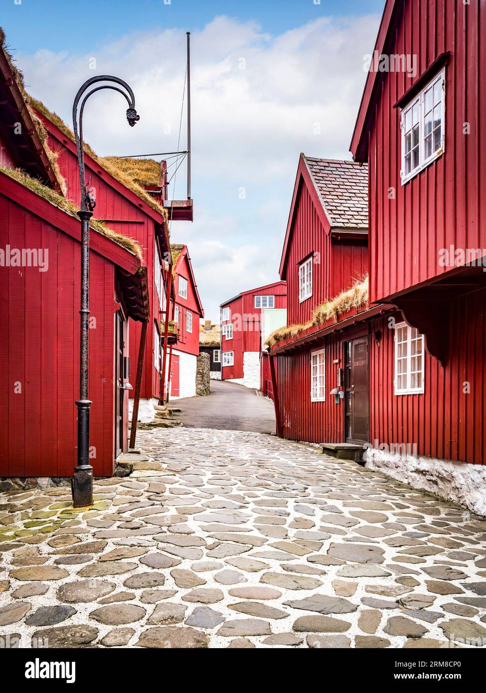 Traditional style turf-roofed buildings in Tinganes, the old town area ...