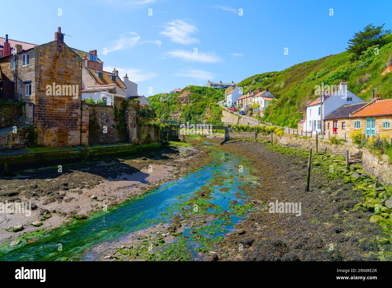 Staithes Beck separates the coastal villages of Staithes and Cowbar in ...