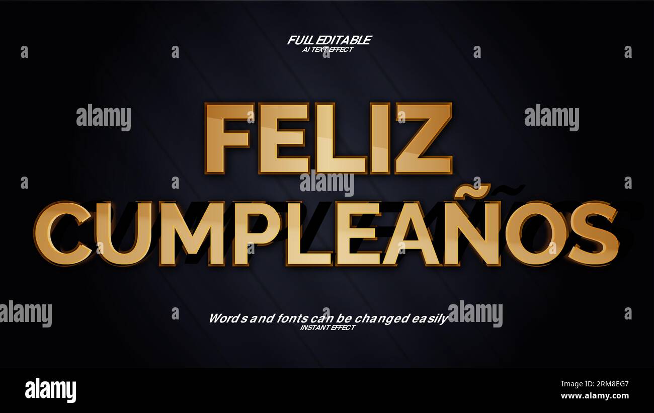 Vector happy birthday in spanish 3d text effect cumpleanos Stock Vector ...