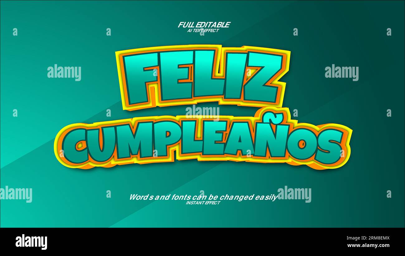 Vector happy birthday in Spanish 3d text effect cumpleanos Stock Vector ...