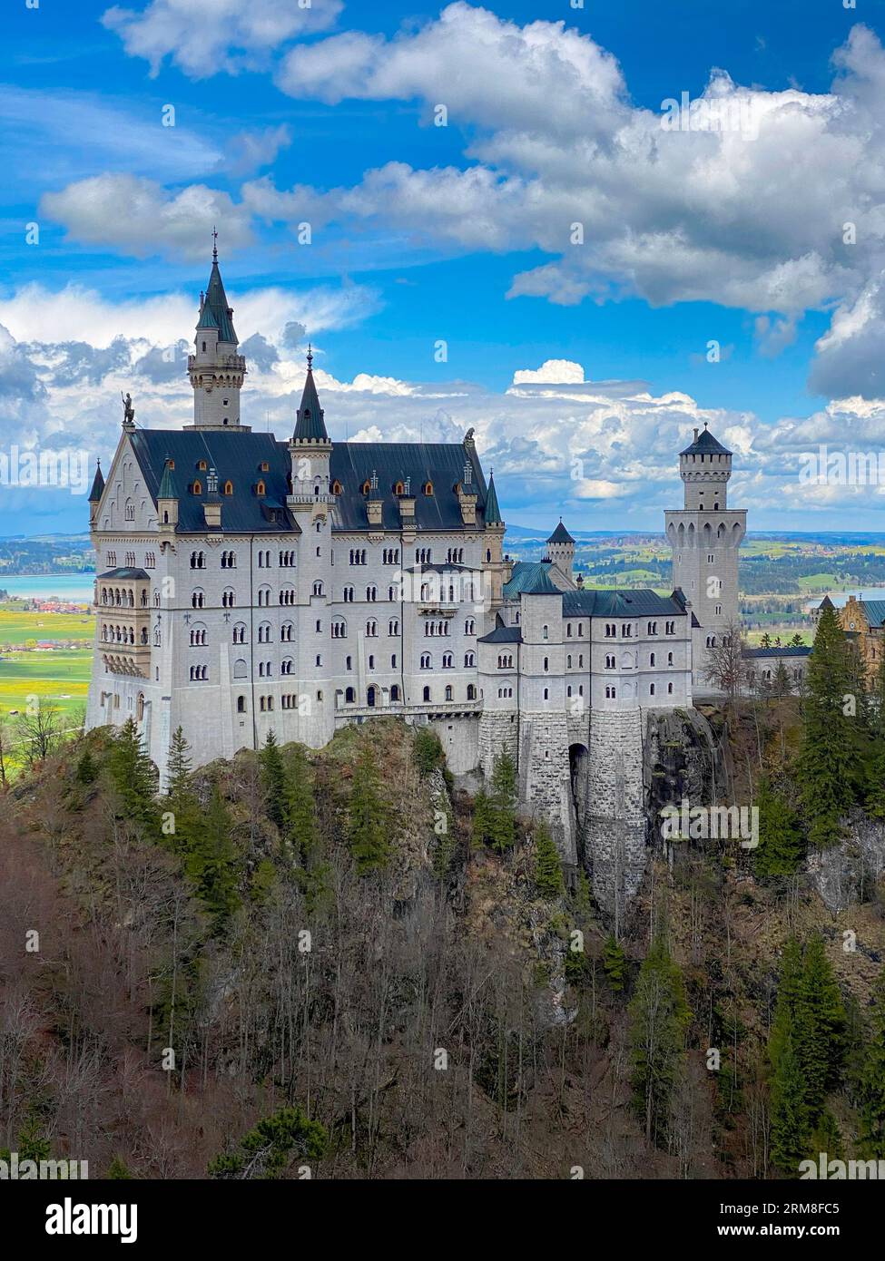 Neuschwanstein Castle, a 19th-century palace on the foothills of the ...