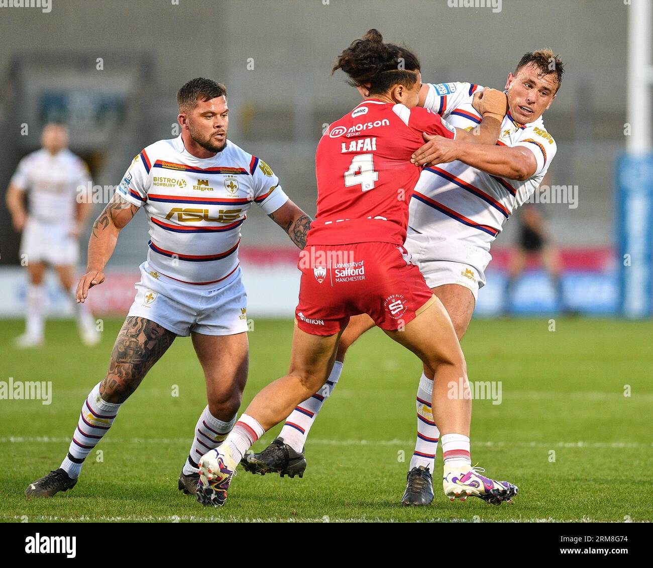 Salford, England - 25th August 2023 Tim Lafai (4) of Salford Red Devils ...