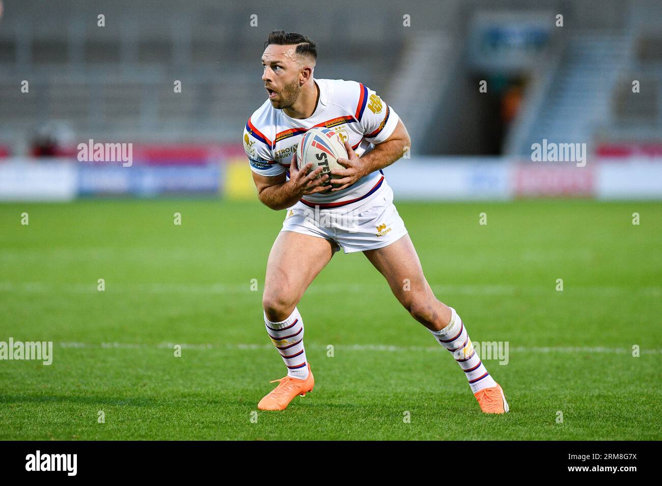 Salford, England - 25th August 2023 Wakefield Trinity's Luke Gale in ...