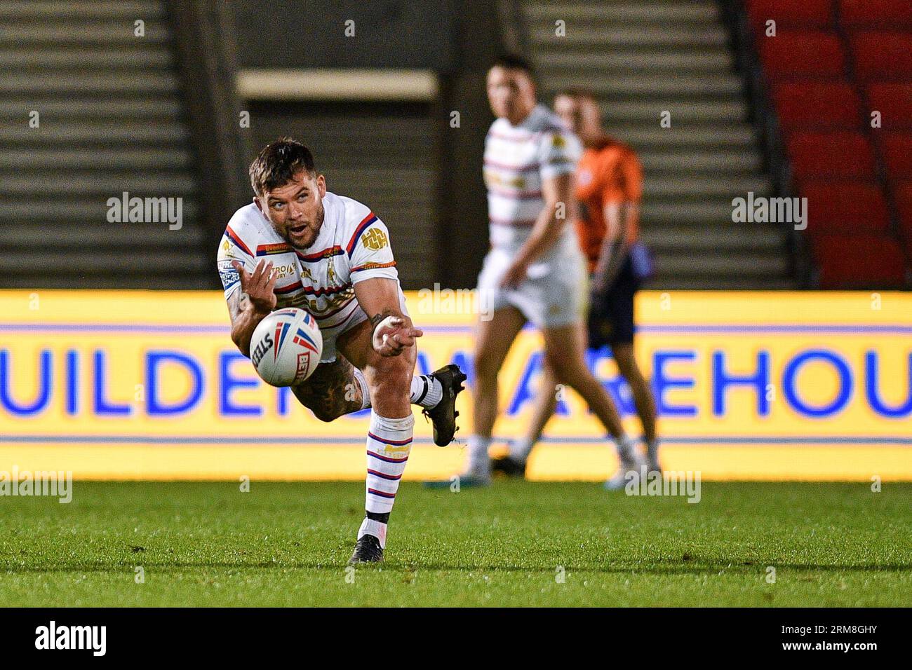 Salford, England - 25th August 2023 Wakefield Trinity's Liam Hood in ...