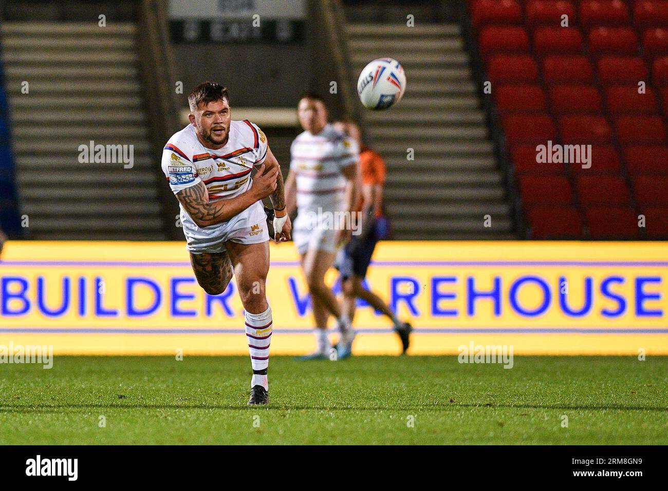 Salford, England - 25th August 2023 Wakefield Trinity's Liam Hood in ...