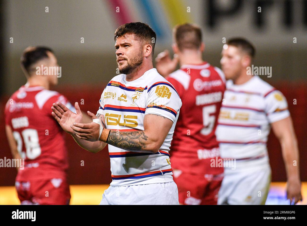 Salford, England - 25th August 2023 Wakefield Trinity's Liam Hood ...