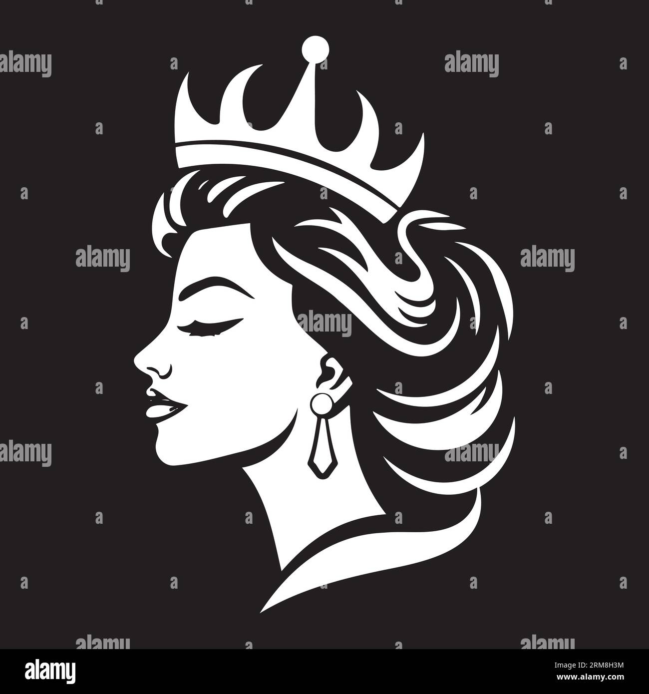 Black silhouette of Queen. Traditional image of the queen side view ...