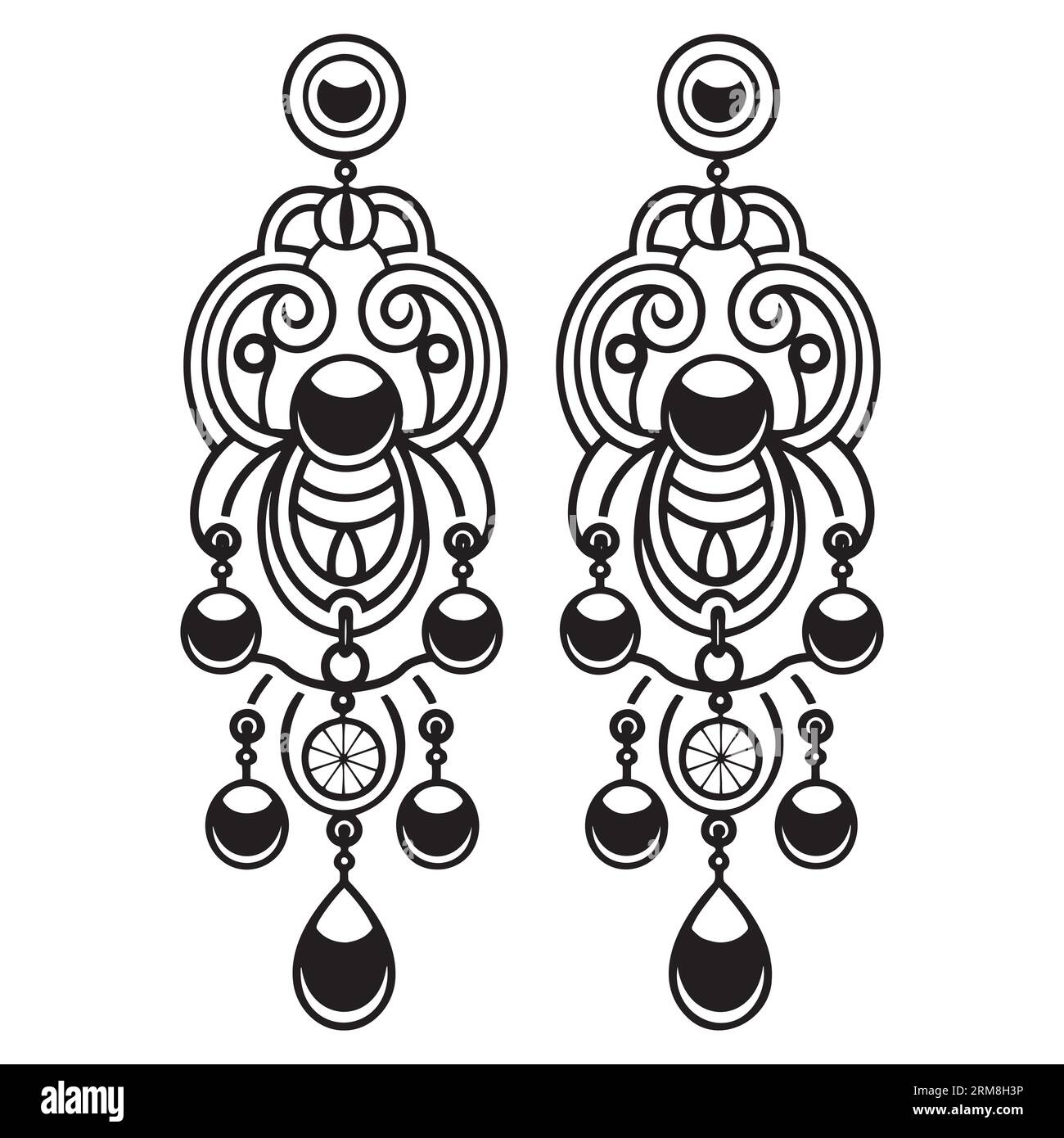 Earrings line icon. Ears jewel vector illustration isolated on white ...
