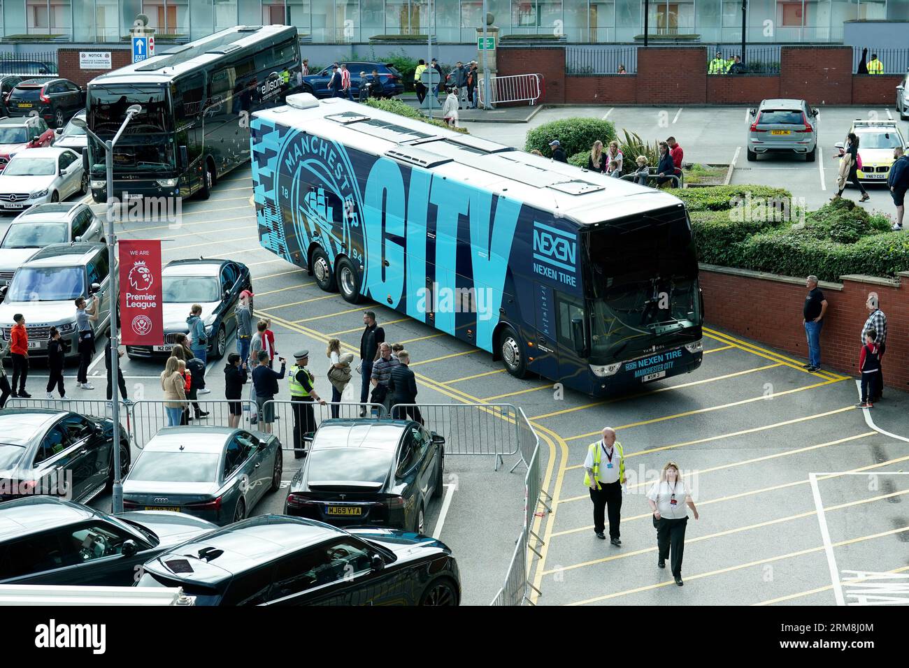 The Manchester City team bus arrives at the ground ahead of the Premier ...