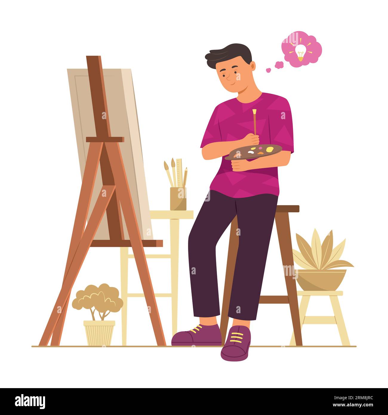 Boy thinking while studying Cut Out Stock Images & Pictures - Alamy