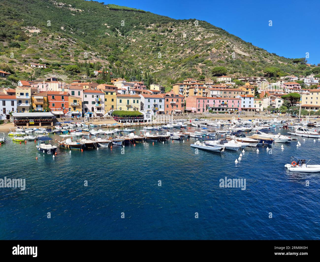 Landscape view of Giglio Porto in Giglio Island. Tuscany, Italy Stock ...