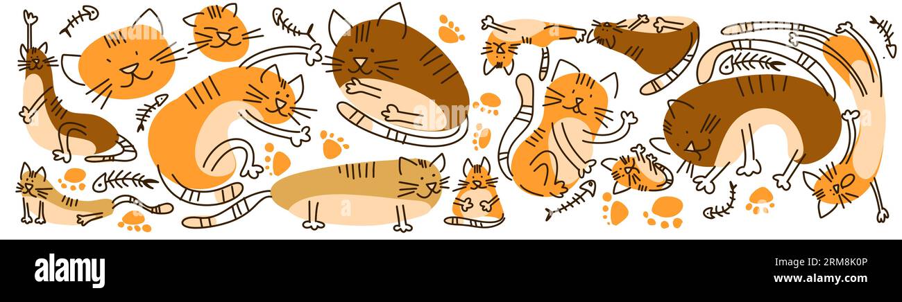 Set of cute simple cats. Vector illustration Stock Vector Image & Art ...