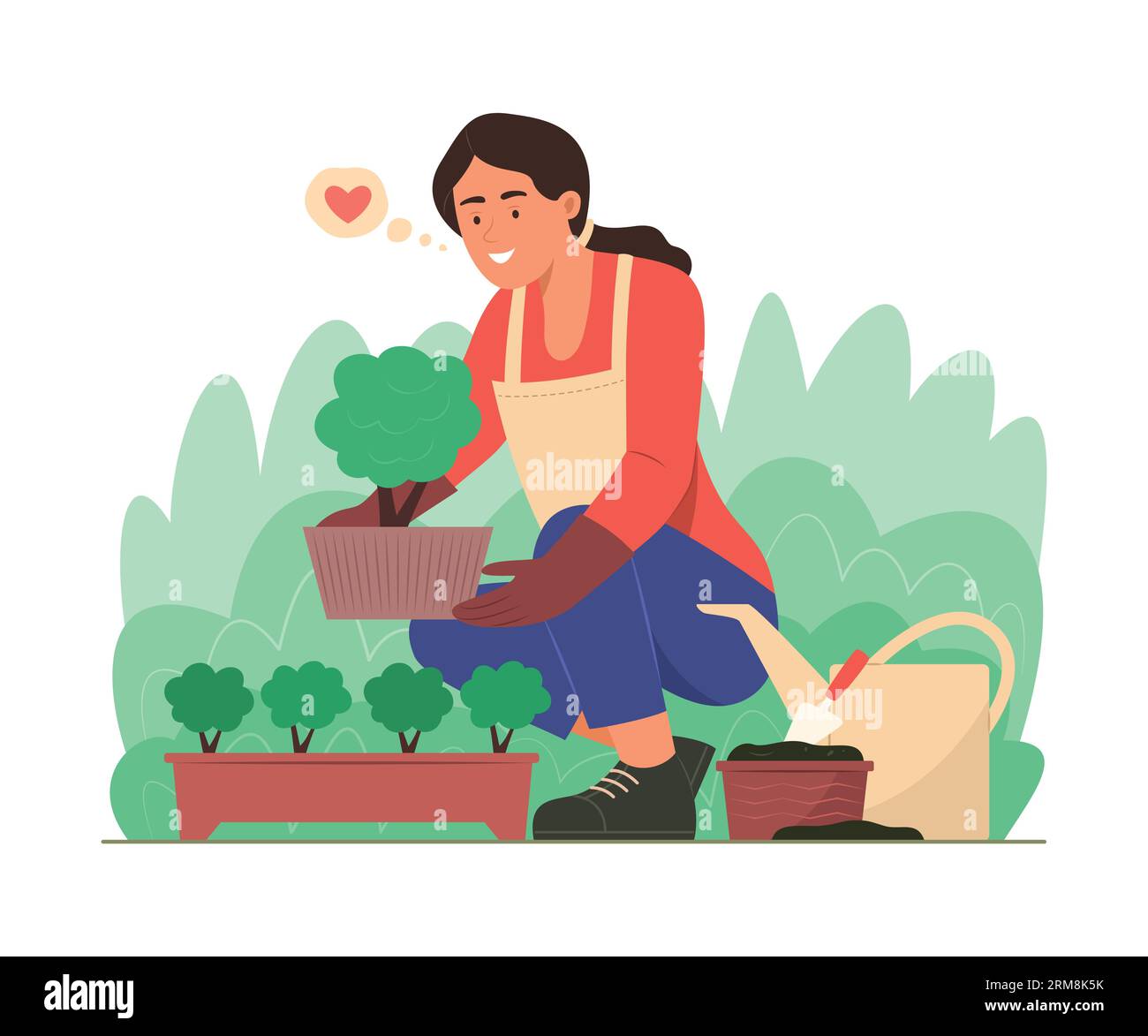 Illustration woman planting tree hi-res stock photography and images ...